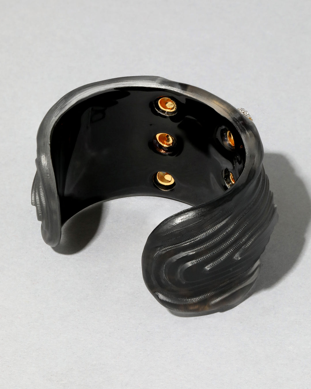 Madera Black Lace Up Cuff Bracelet | Black Lucite Cuff