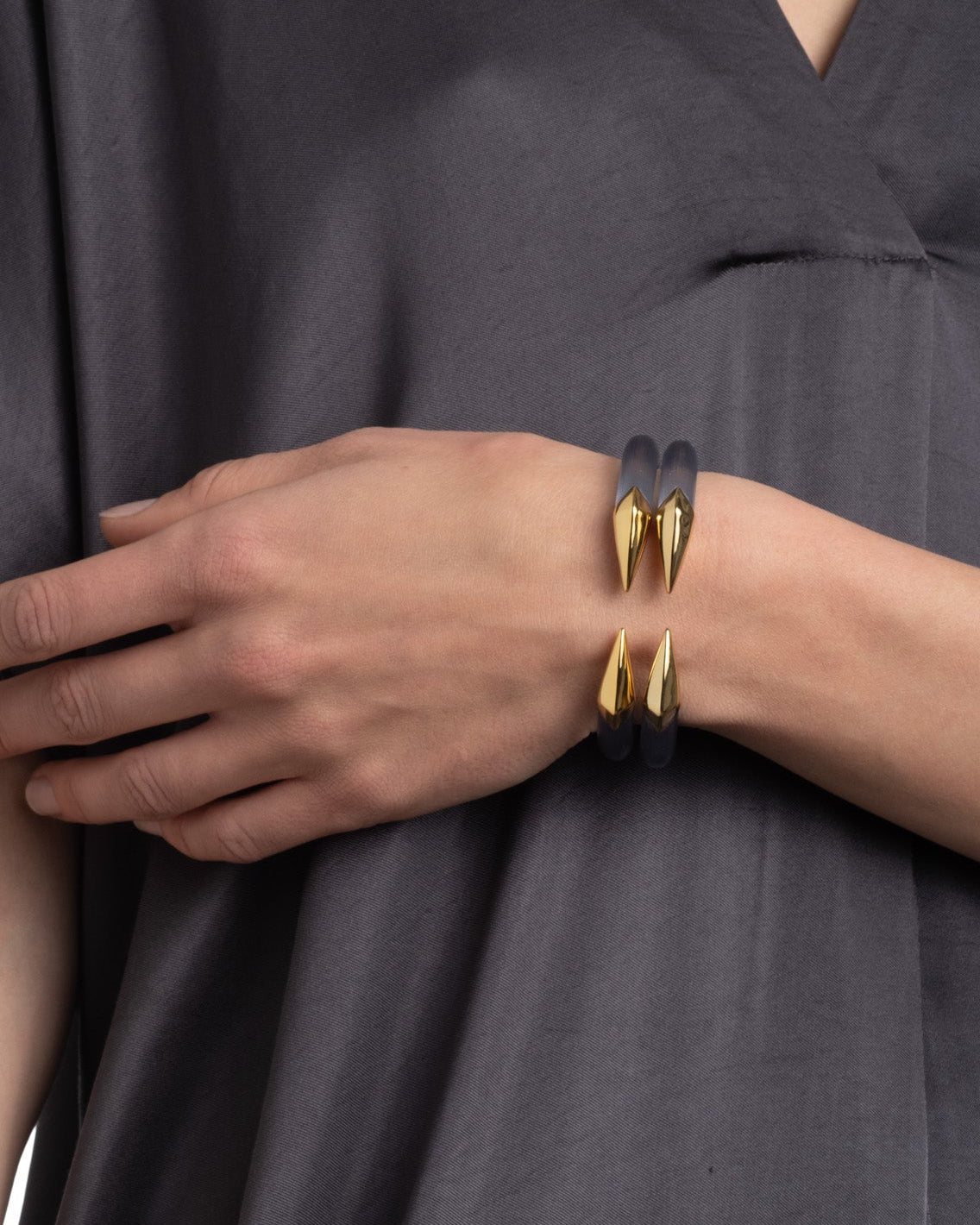 Alexis Bittar | Mirrored Pyramid Brake Hinge Bracelet- Steel Blue