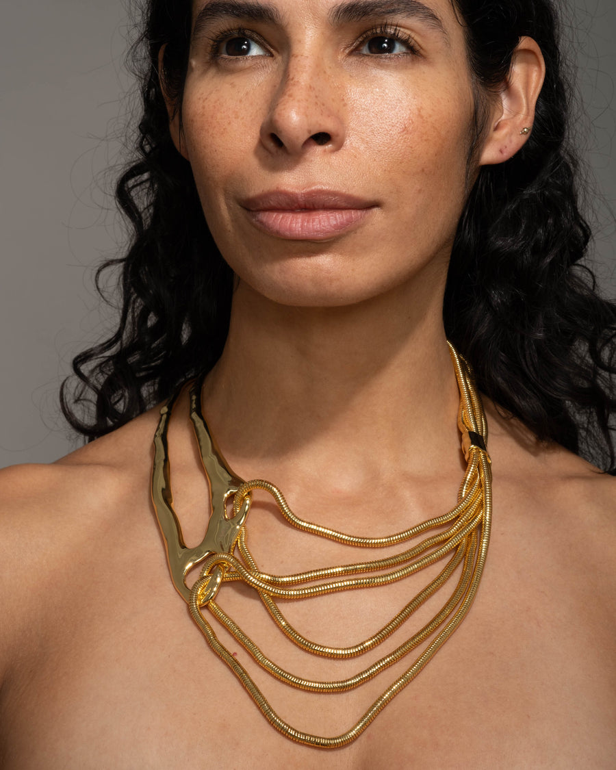 Molten Gold Intertwined Snake Chain Necklace | Alexis Bittar