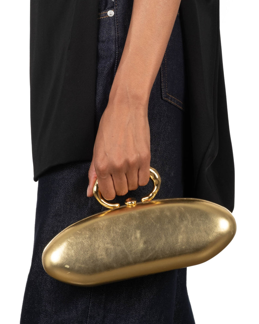 Molten Gold Bullet Minaudière | Metallic Minaudière Clutch