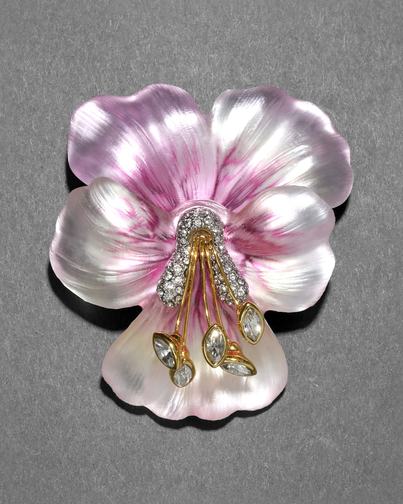 Pansy Lucite Crystal Pin- Astor