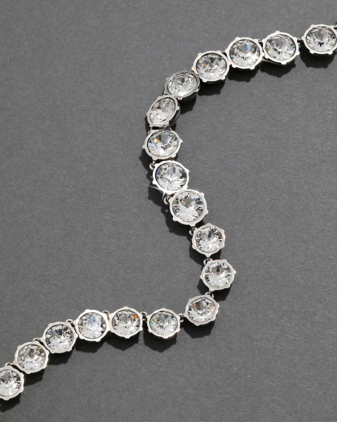 Sterling Silver Round Cut Luminous Crystal Riviera Necklace