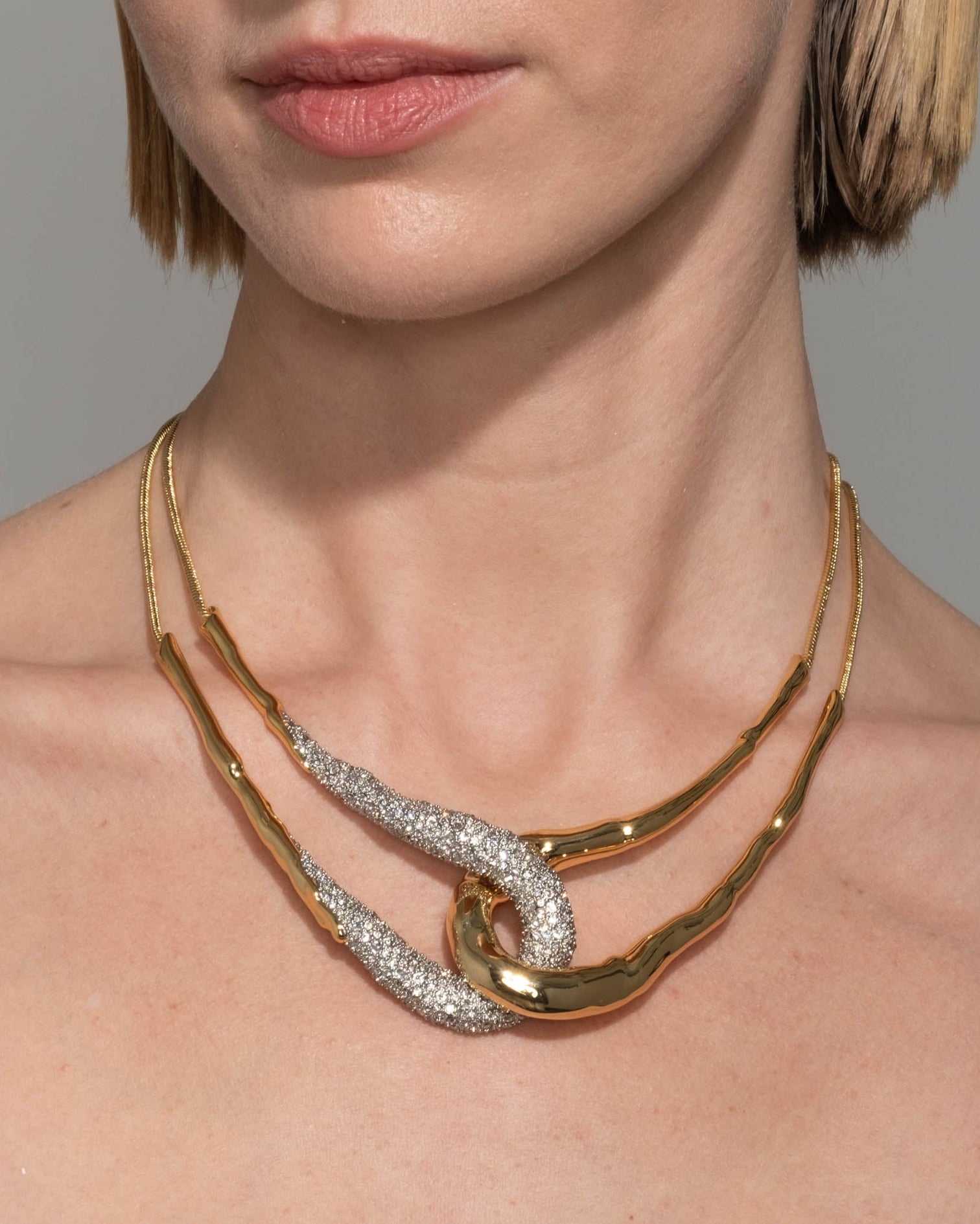 Solanales Gold Crystal Interlock Necklace | Alexis Bittar