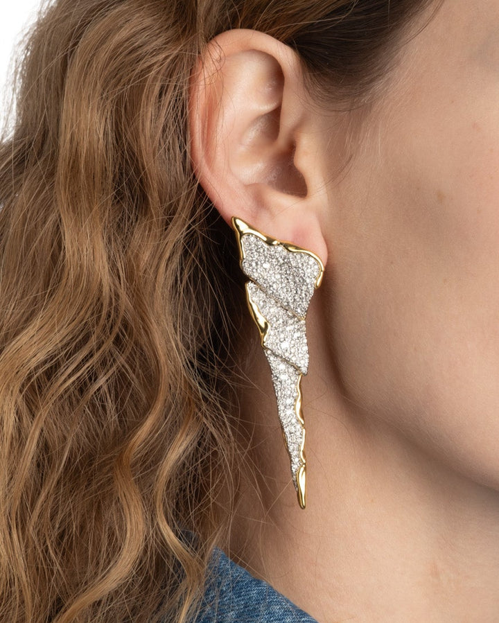 Solanales Crystal Cascade Post Earrings | Large Gold Crystal Earrings