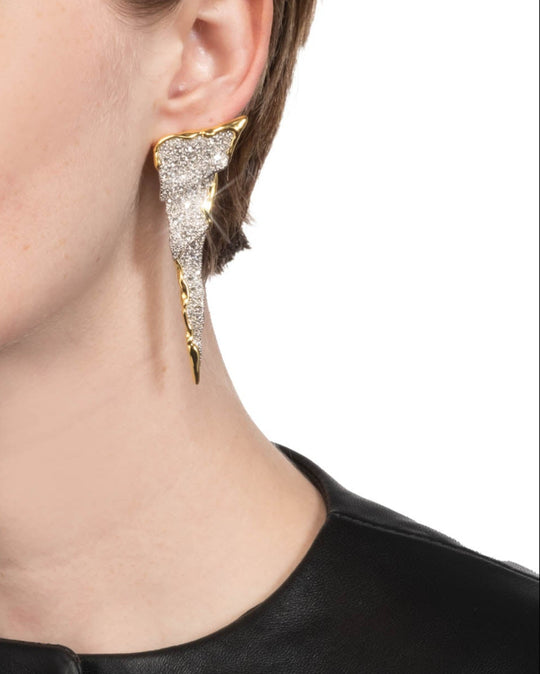 Solanales Crystal Cascade Post Earrings | Large Gold Crystal Earrings