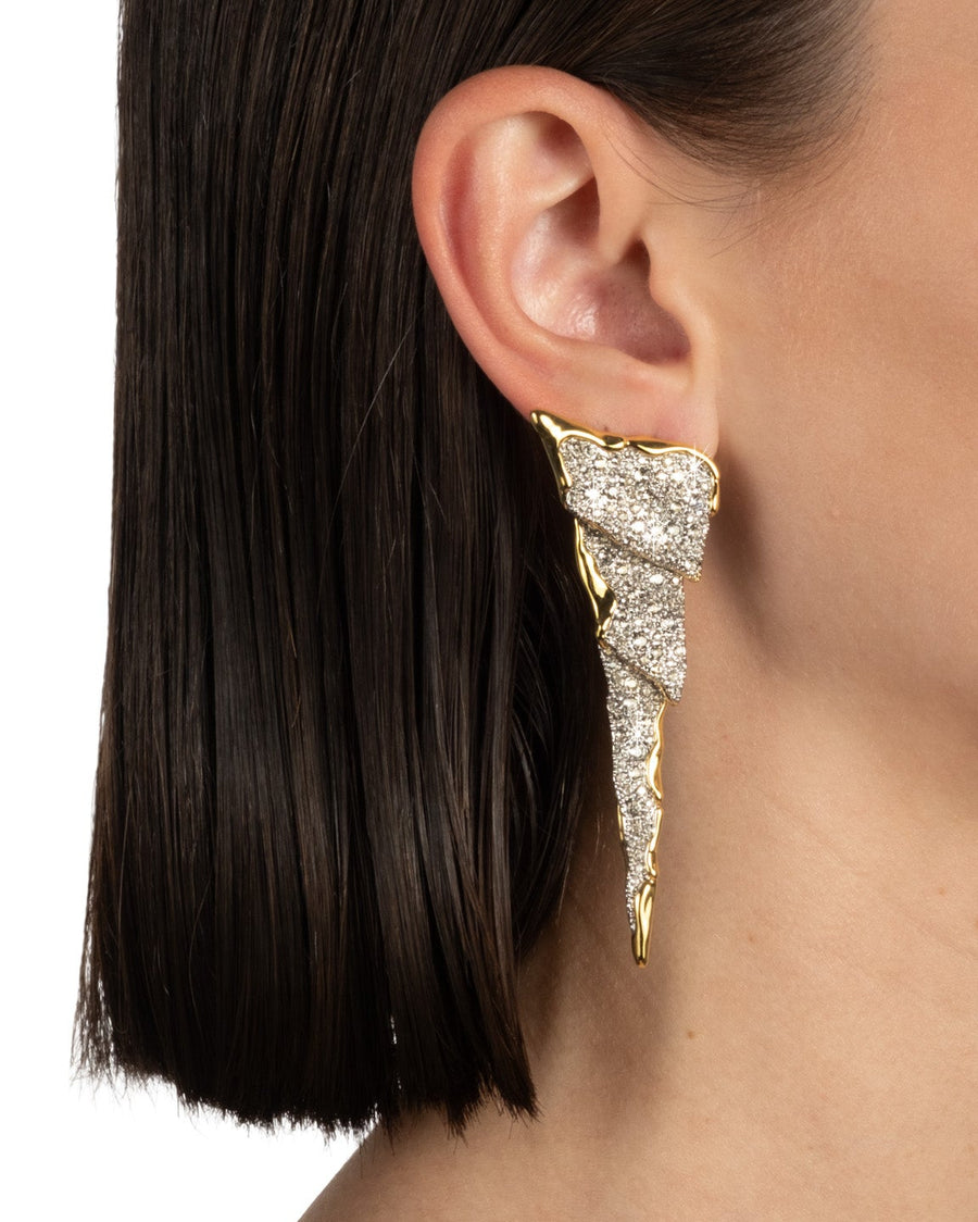 Solanales Crystal Cascade Post Earrings | Large Gold Crystal Earrings