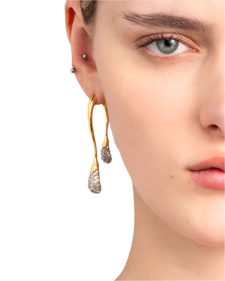 Solanales Crystal Front Back Double Drop Earring- Gold