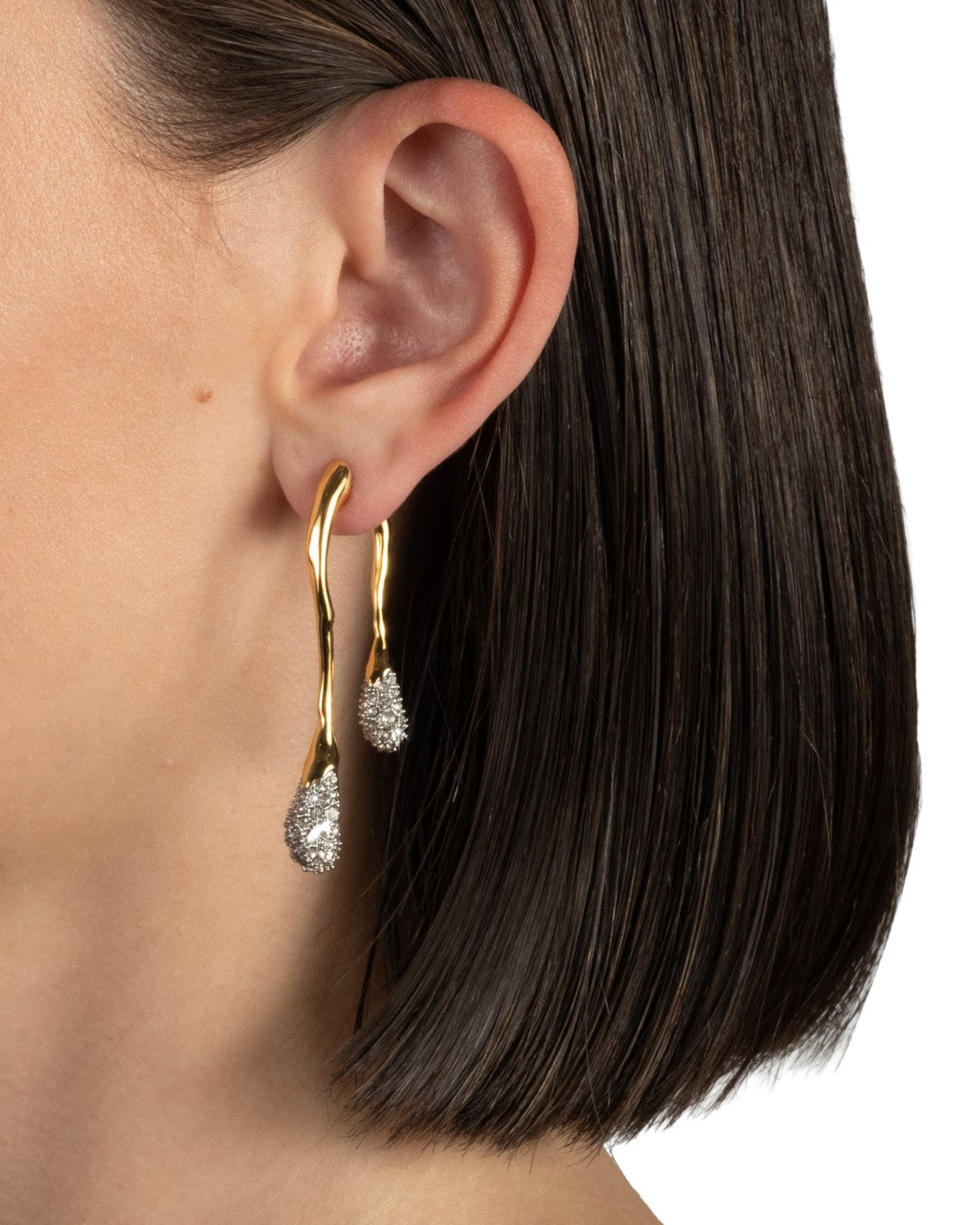 Solanales Crystal Front Back Drop Earrings | Gold Drop Earrings