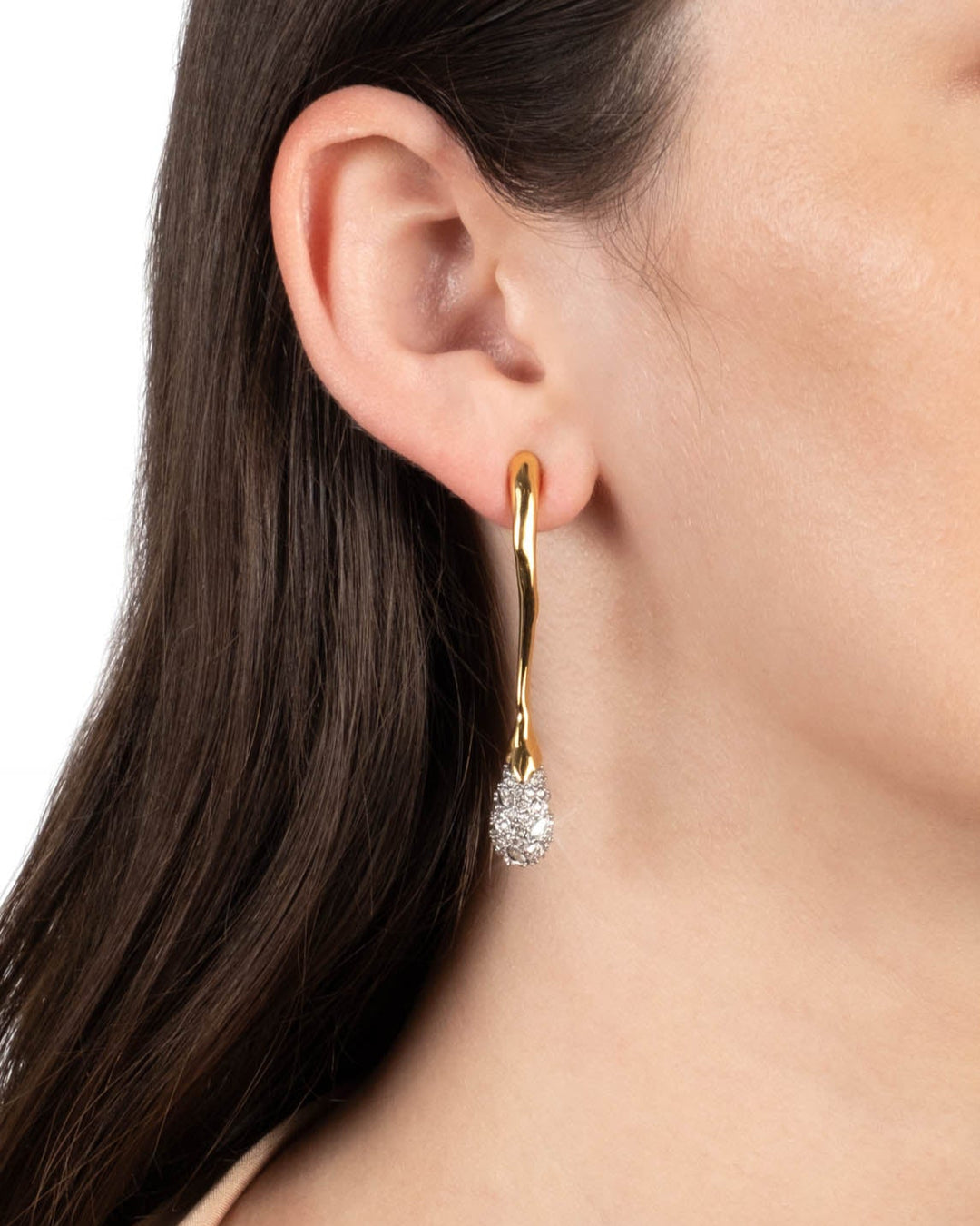 Solanales Crystal Front Back Drop Earrings | Gold Drop Earrings