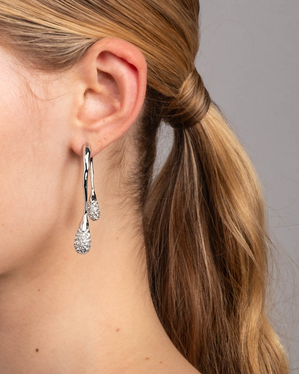 Rhodium Solanales Crystal Double Drop Earring | ALEXIS BITTAR