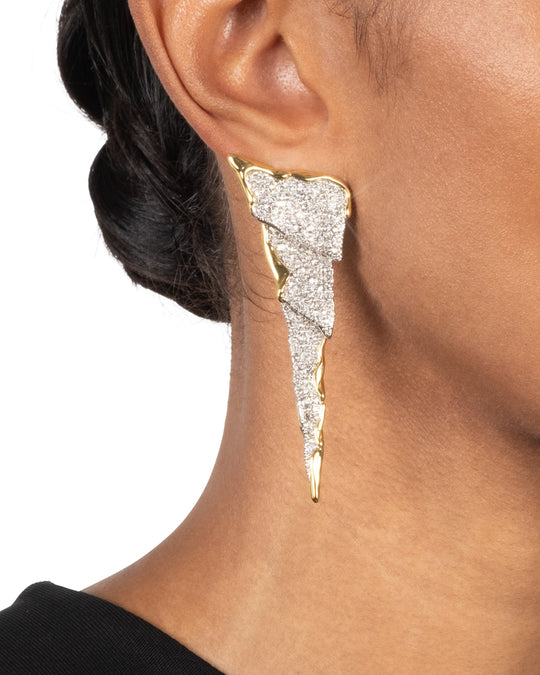 Solanales Crystal Cascade Post Earrings | Large Gold Crystal Earrings