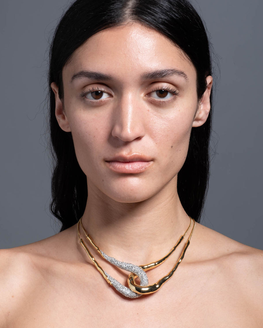 Solanales Gold Crystal Interlock Necklace | Alexis Bittar