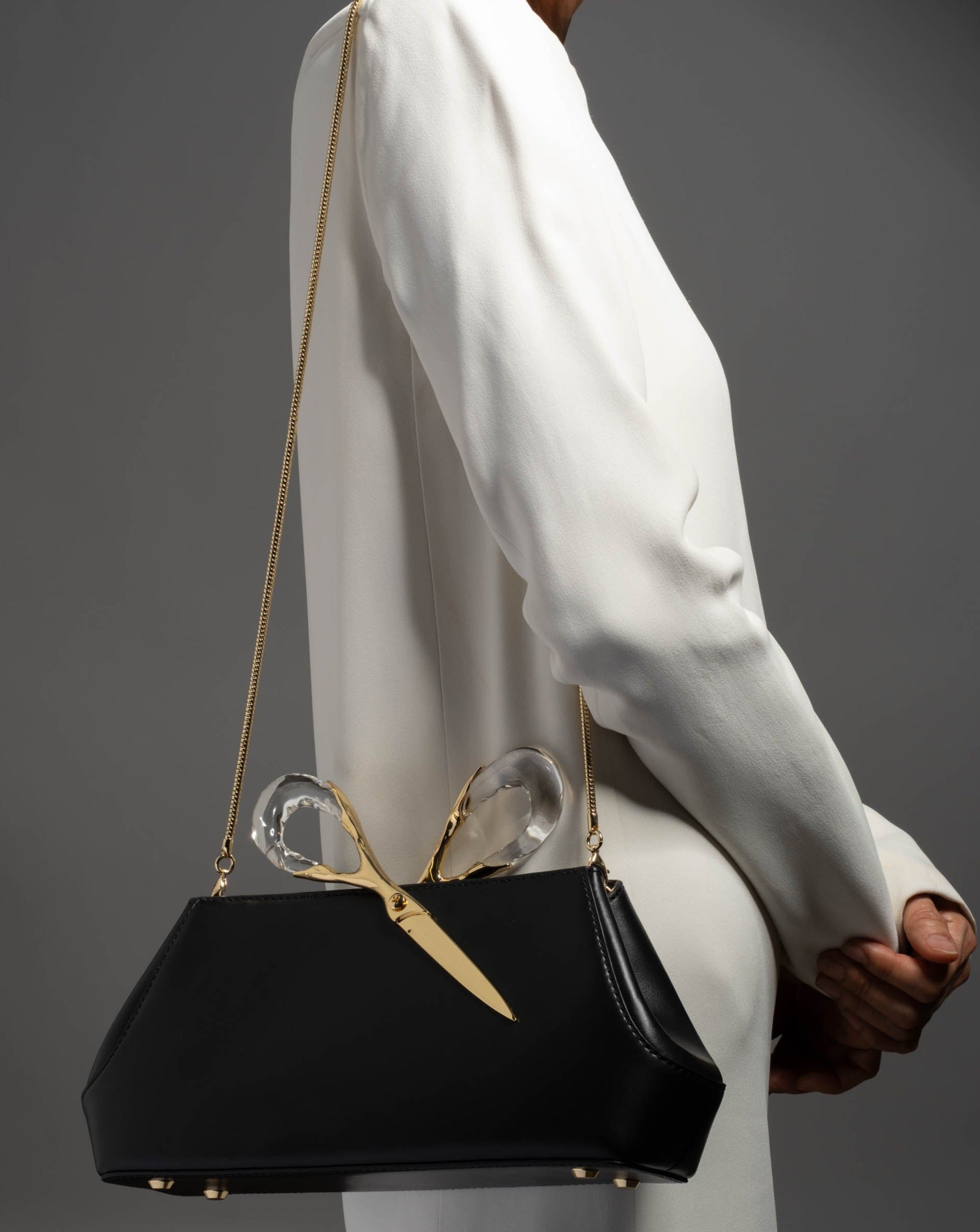 The Scissor Clutch in Black Leather | Alexis Bittar