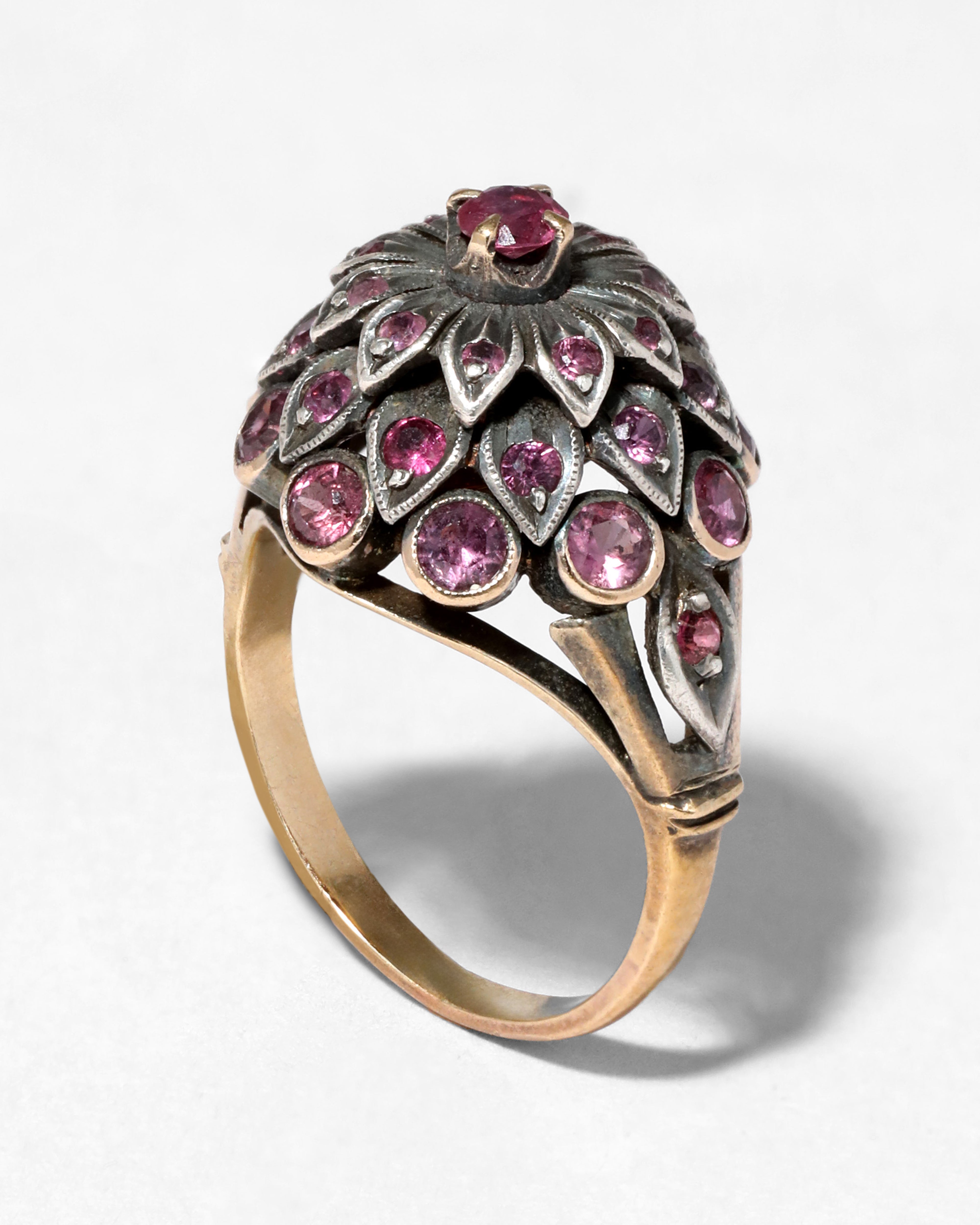 Antique 1800s 18k Gold & Sterling Silver and Ruby Ring