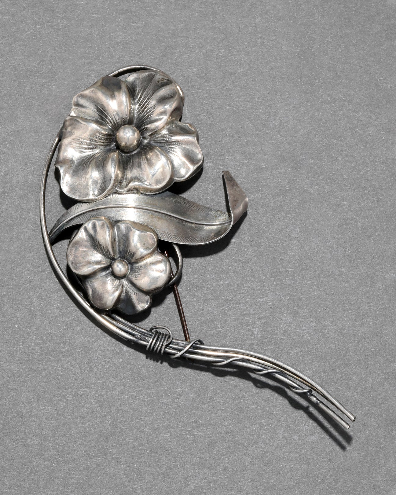 Vintage 1940s Sterling Silver Flower Pin
