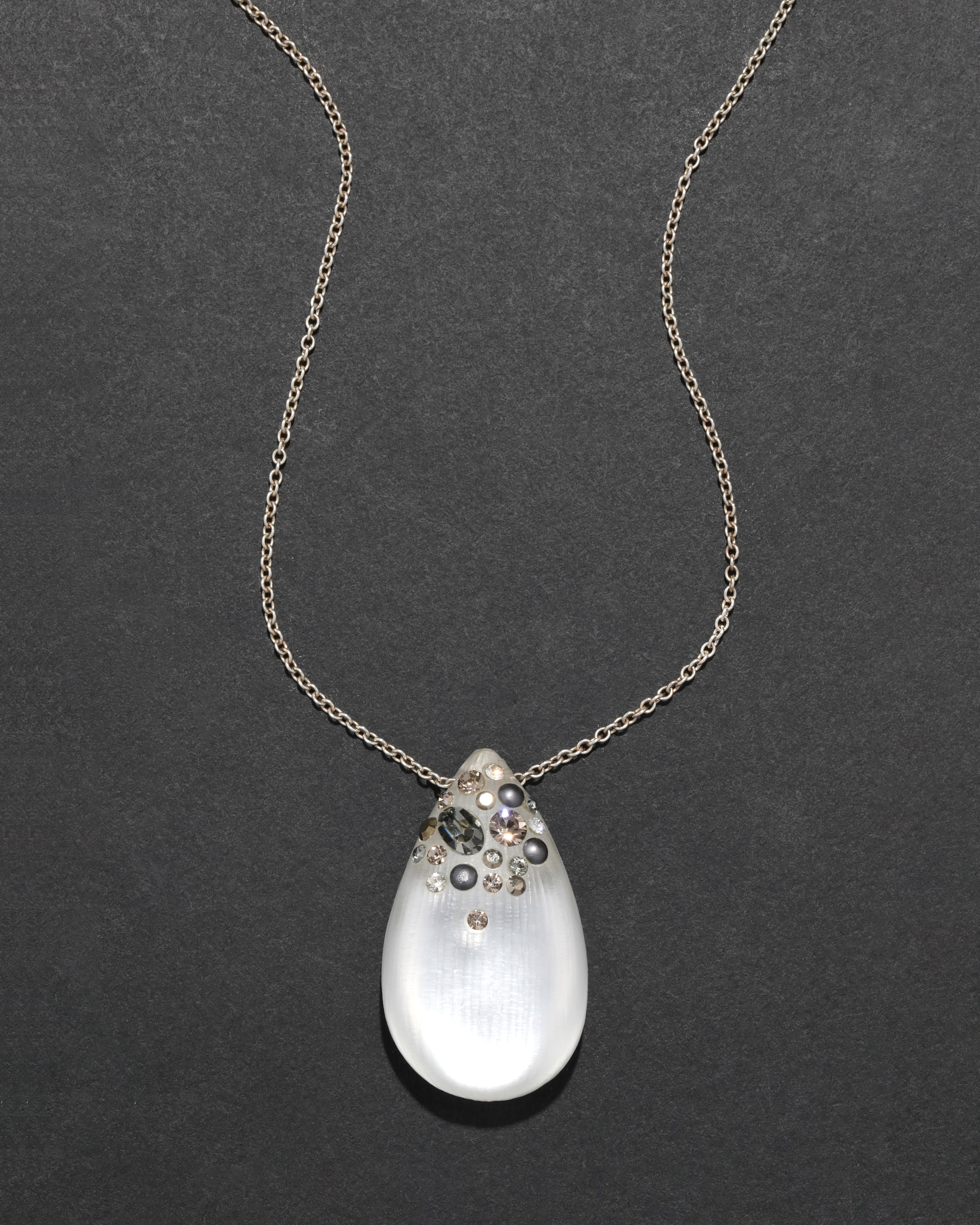 Archive Crystal Dusted Lucite Dewdrop Pendant Necklace