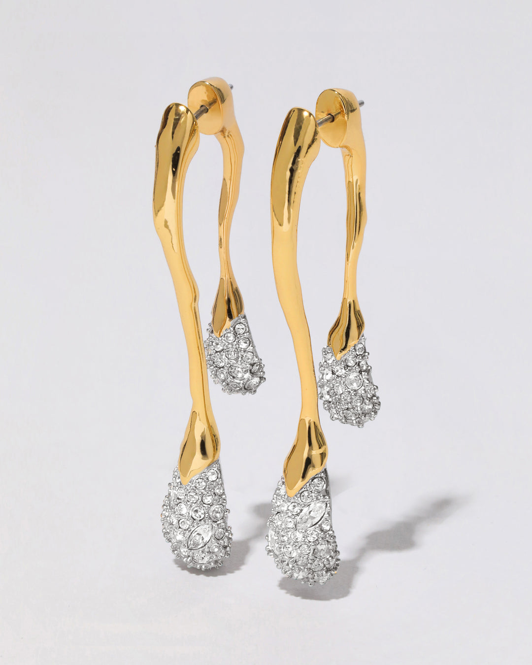 Solanales Crystal Front Back Double Drop Earring- Gold
