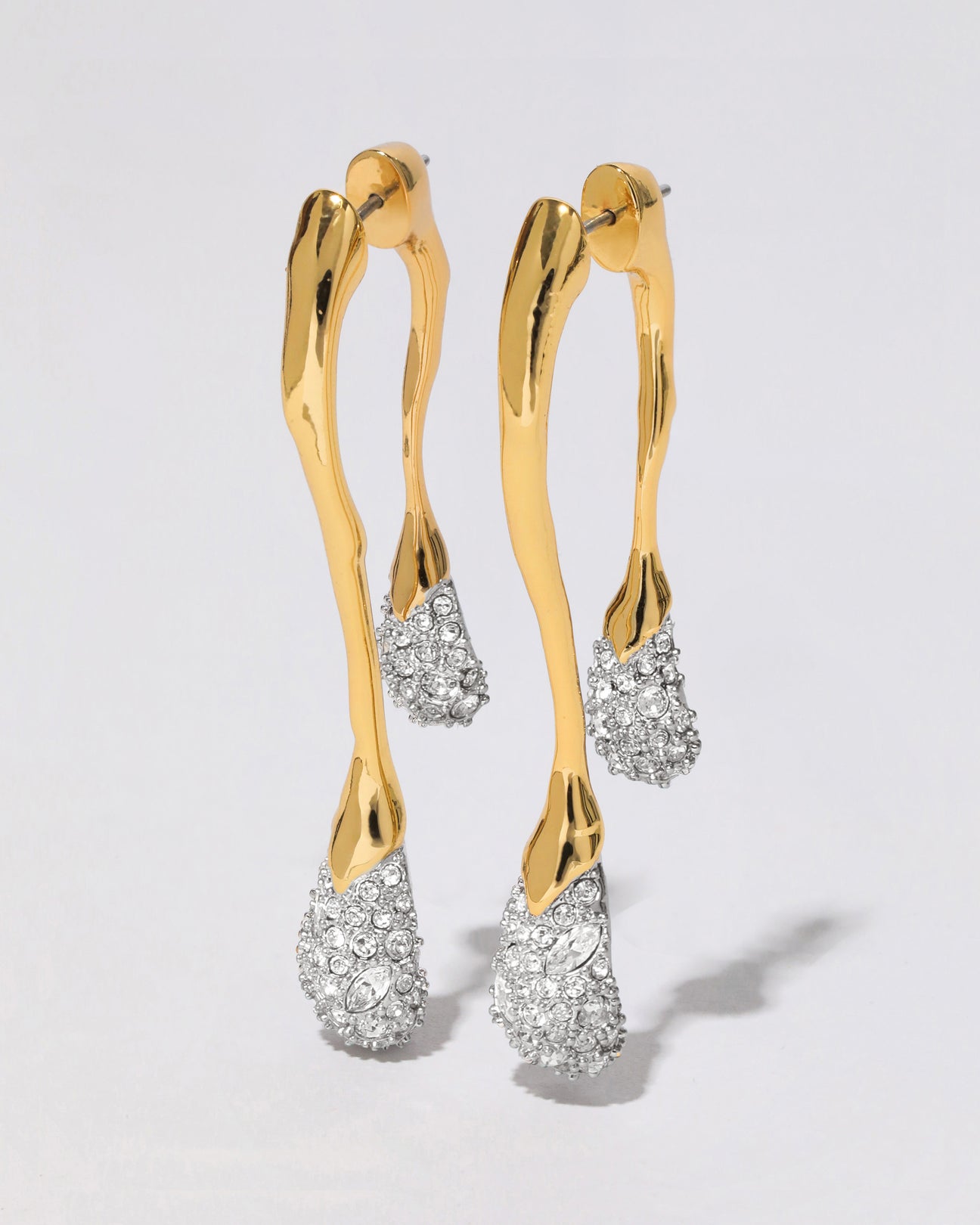 Solanales Crystal Front Back Double Drop Earring- Gold
